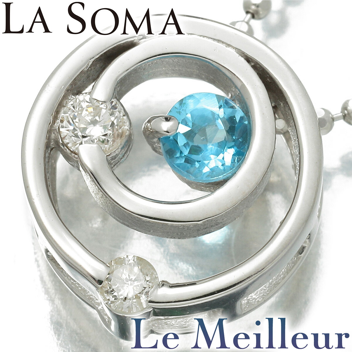【楽天市場】ラ・ソマ サークルデザイン ペンダントネックレス ブルートパーズ ダイヤモンド K18WG LA SOMA：Le meilleur（ルメイユ）