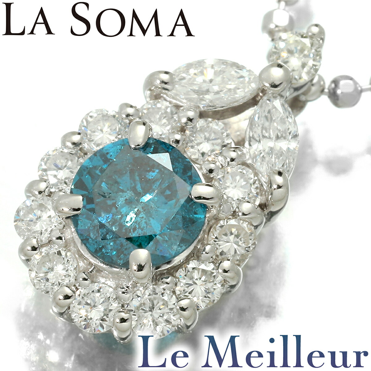 【楽天市場】【GWスペシャルP5倍!5/6まで★さらに最大5,000円OFFクーポン対象】ラ・ソマ ペンダントネックレス ブルーダイヤモンド 0.37ct ダイヤモンド 0.36ct ...