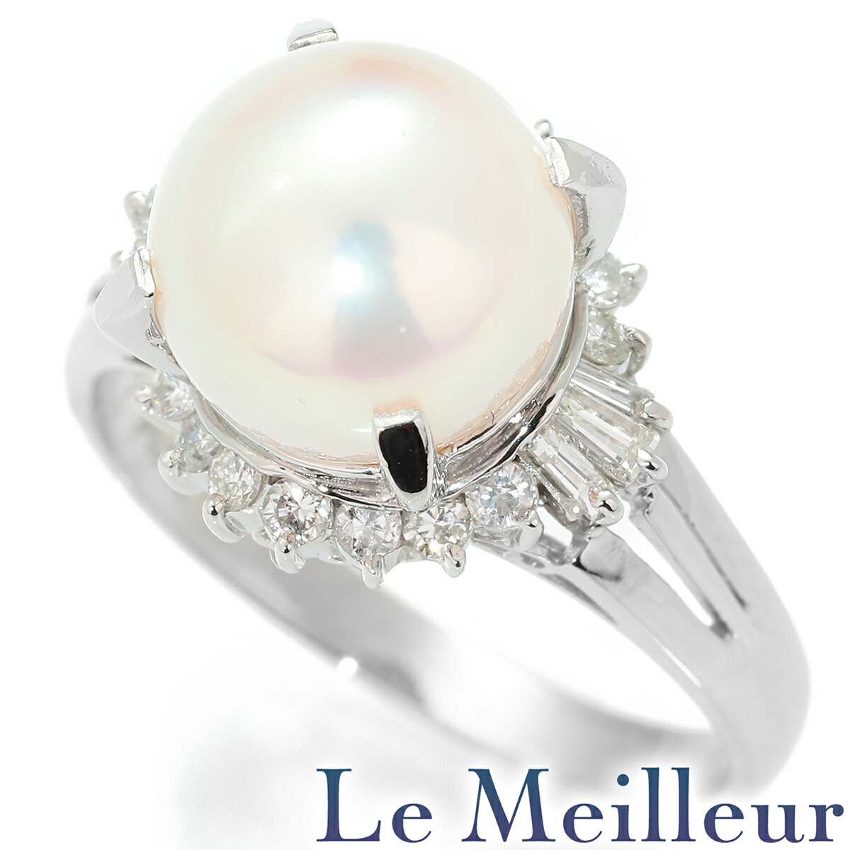 【楽天市場】パールリング 指輪 アコヤ真珠 9mm ダイヤモンド 0.32ct Pt900 12号 【最大5,000円OFFクーポン対象】：Le meilleur（ルメイユ）