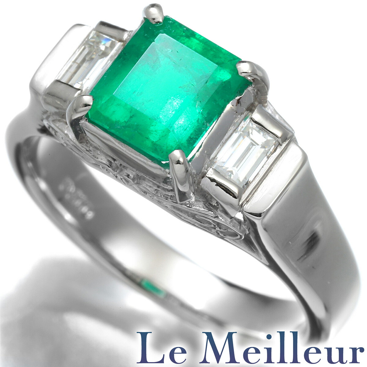 【楽天市場】デザインリング 指輪 エメラルド 1.32ct ダイヤモンド 0.27ct Pt900 12号：Le meilleur（ルメイユ）