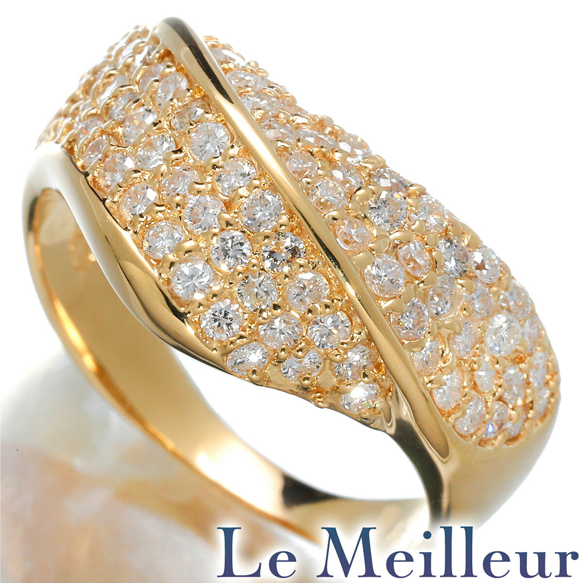 【楽天市場】パヴェ デザインリング 指輪 ダイヤモンド 1ct K18 13号：Le meilleur（ルメイユ）