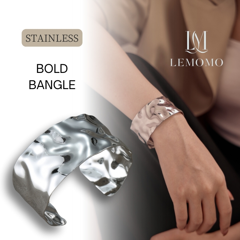 【楽天市場】【最大2,000円OFFクーポン配布中】 バングル 幅ふと シルバー たたき加工 金属アレルギー ステンレス ニッケルフリー おしゃれ レディース インスタ 韓国 人気 トレンド ...