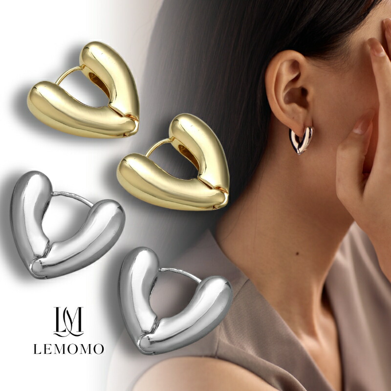 【楽天市場】【予約商品】ハート ピアス 金属アレルギー対応 レディース ボールドデザイン ゴールド シルバー キャッチレス おしゃれ 韓国 大人可愛い トレンド：LEMOMO（レモモ）
