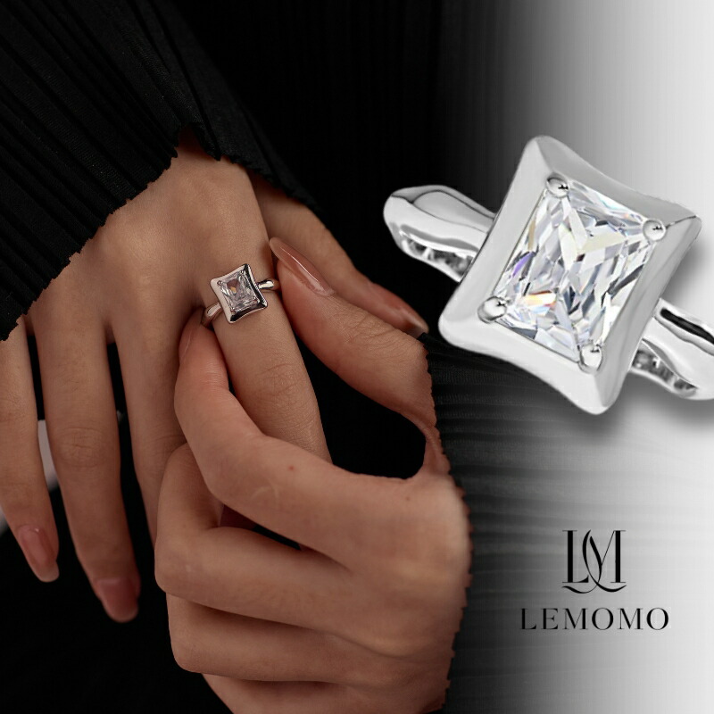 【楽天市場】【3,000円以上ご購入で10%OFFクーポン】 指輪 リング スクエア ジルコニア エメラルドカット プラチナ 人工ダイヤモンド レディース シルバー インスタ シンプル 大人 ...