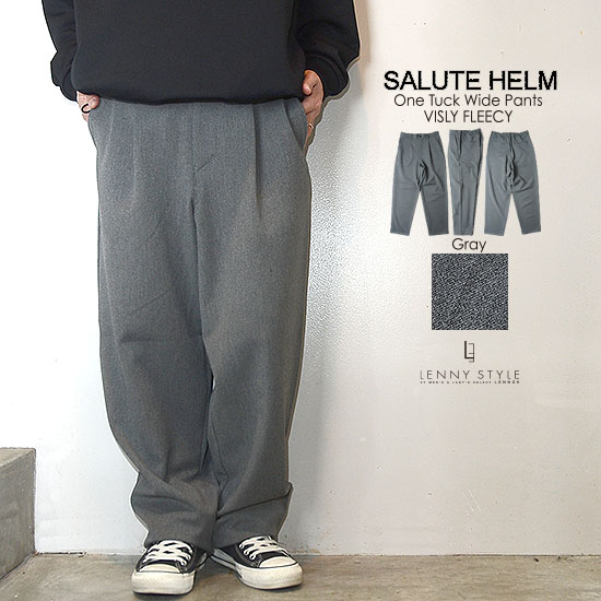 【楽天市場】サルートヘルム （ SALUTE HELM ） ワンタック ストレッチ ワイドパンツ （ VISLY FLEECY ） - グレー ...