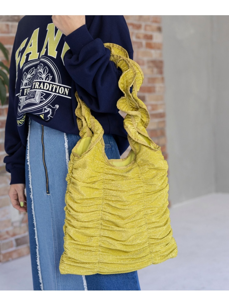 【楽天市場】【SALE／50%OFF】ラメフリルハンドルトート LEPSIM レプシィム バッグ トートバッグ イエロー シルバー ブラック ...