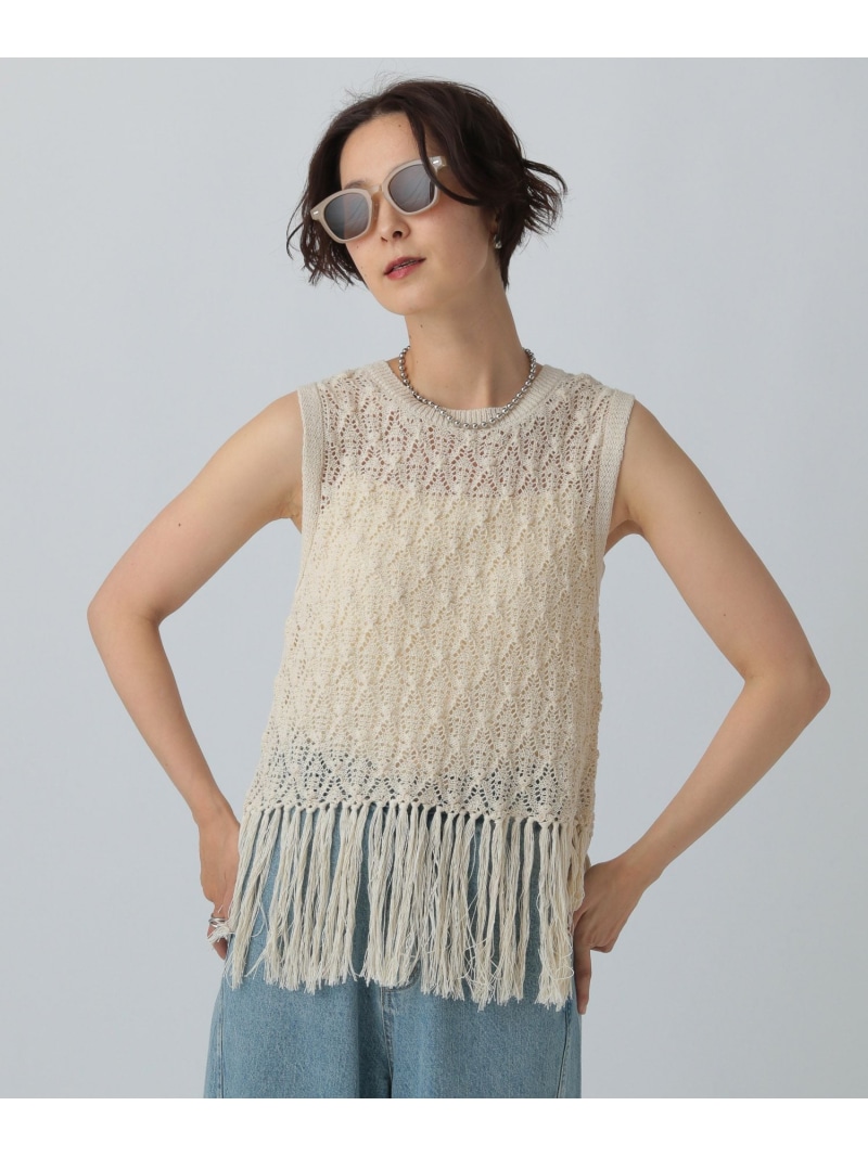 【楽天市場】【SALE／25%OFF】7ゲージフリンジベスト LEPSIM レプシィム トップス ベスト・ジレ ブラック ベージュ【RBA_E】【送料無料】[Rakuten Fashion ...