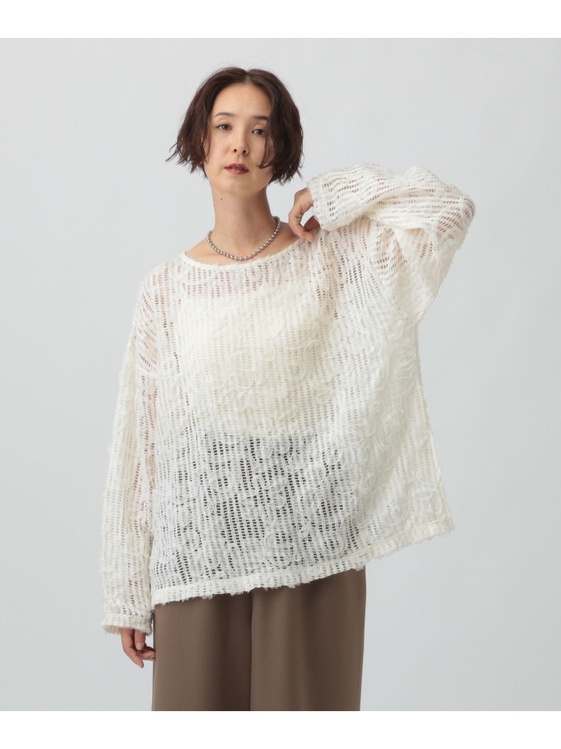 【楽天市場】【SALE／50%OFF】ニュアンス柄レーシー長袖プルオーバー LEPSIM レプシィム トップス シャツ・ブラウス ベージュ ...