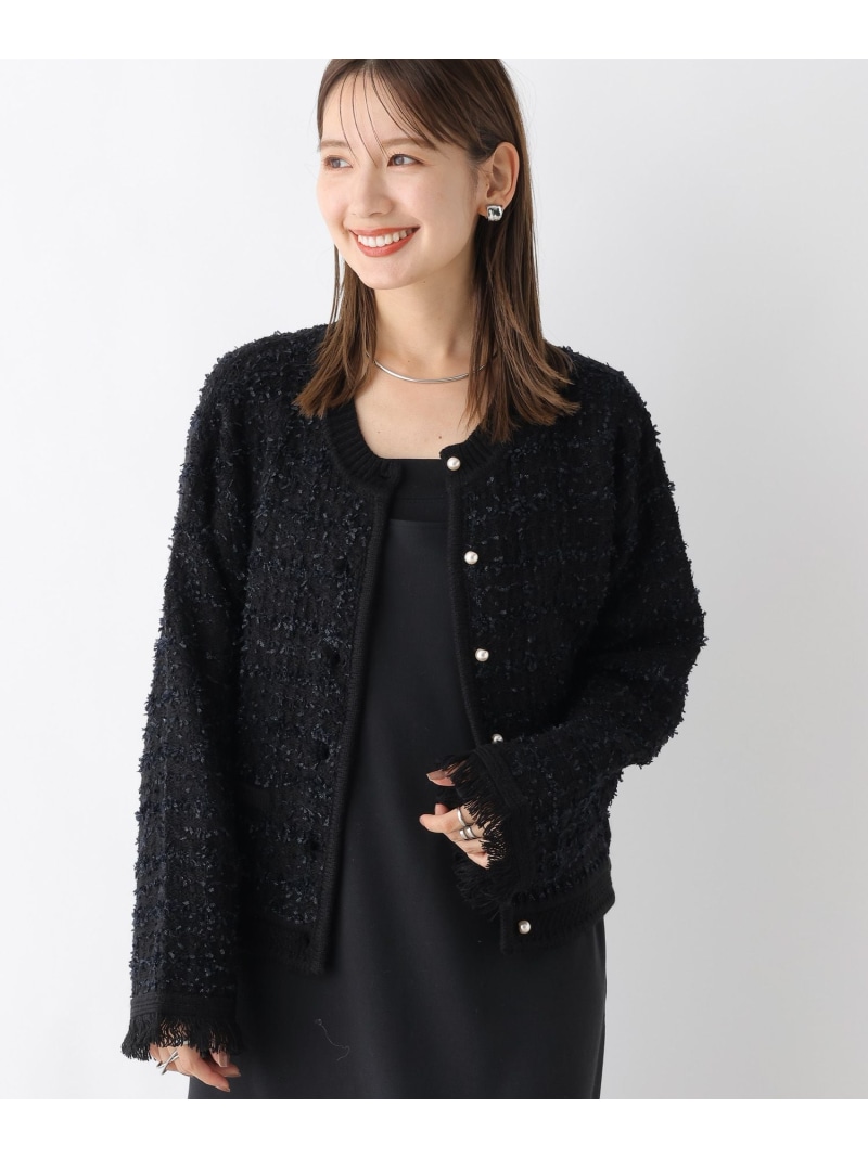 【楽天市場】(W)5GツイードパールCD LEPSIM レプシィム トップス カーディガン ブラック ホワイト【送料無料】[Rakuten Fashion]：LEPSIM／レプシィム