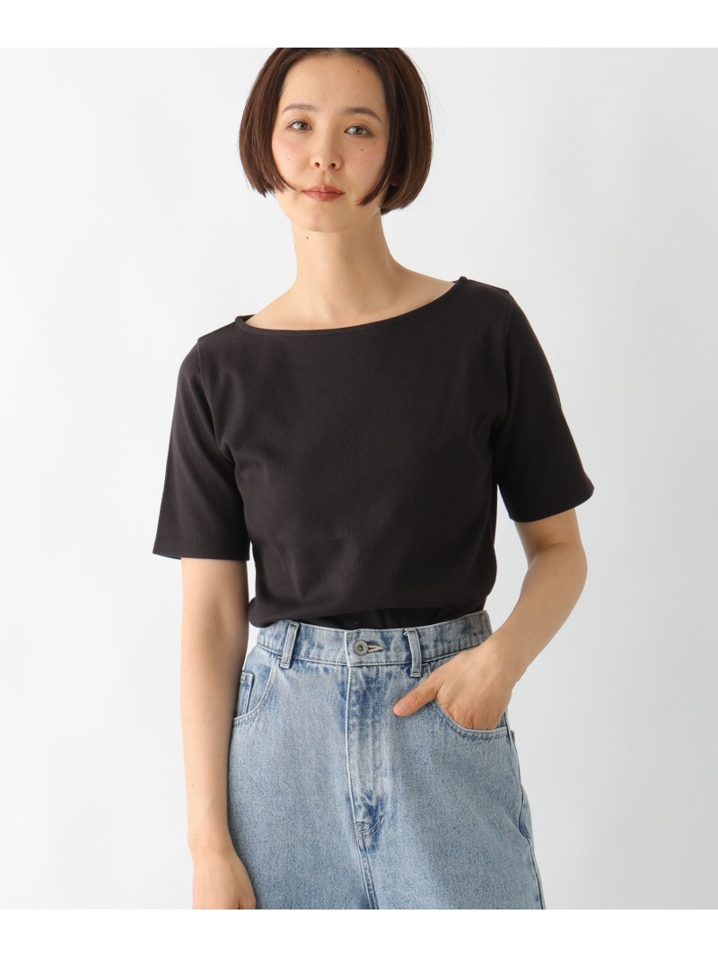 【楽天市場】【SALE／50%OFF】多機能リブ5分袖T LEPSIM レプシィム トップス カットソー・Tシャツ ブラック ホワイト【RBA ...