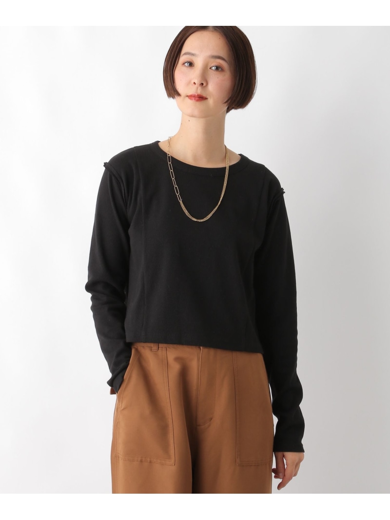 【楽天市場】リブクロップド長袖プルオーバー LEPSIM レプシィム トップス カットソー・Tシャツ ブラック ホワイト【送料無料】[Rakuten Fashion]：LEPSIM／レプシィム