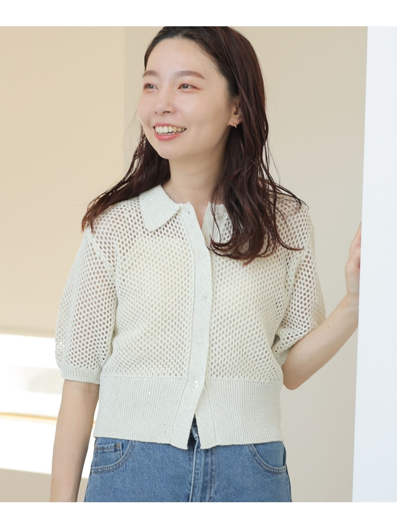 【楽天市場】スパンコールポロニット LEPSIM レプシィム トップス ニット ホワイト グレー【送料無料】[Rakuten Fashion]：LEPSIM／レプシィム