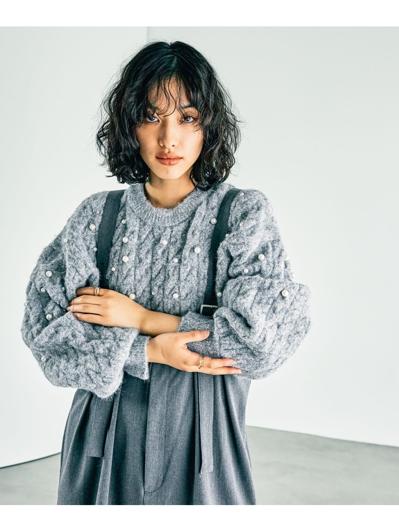 【楽天市場】【SALE／50%OFF】5ゲージパールビジュープルオーバー LEPSIM レプシィム トップス ニット グレー ブラウン【RBA ...