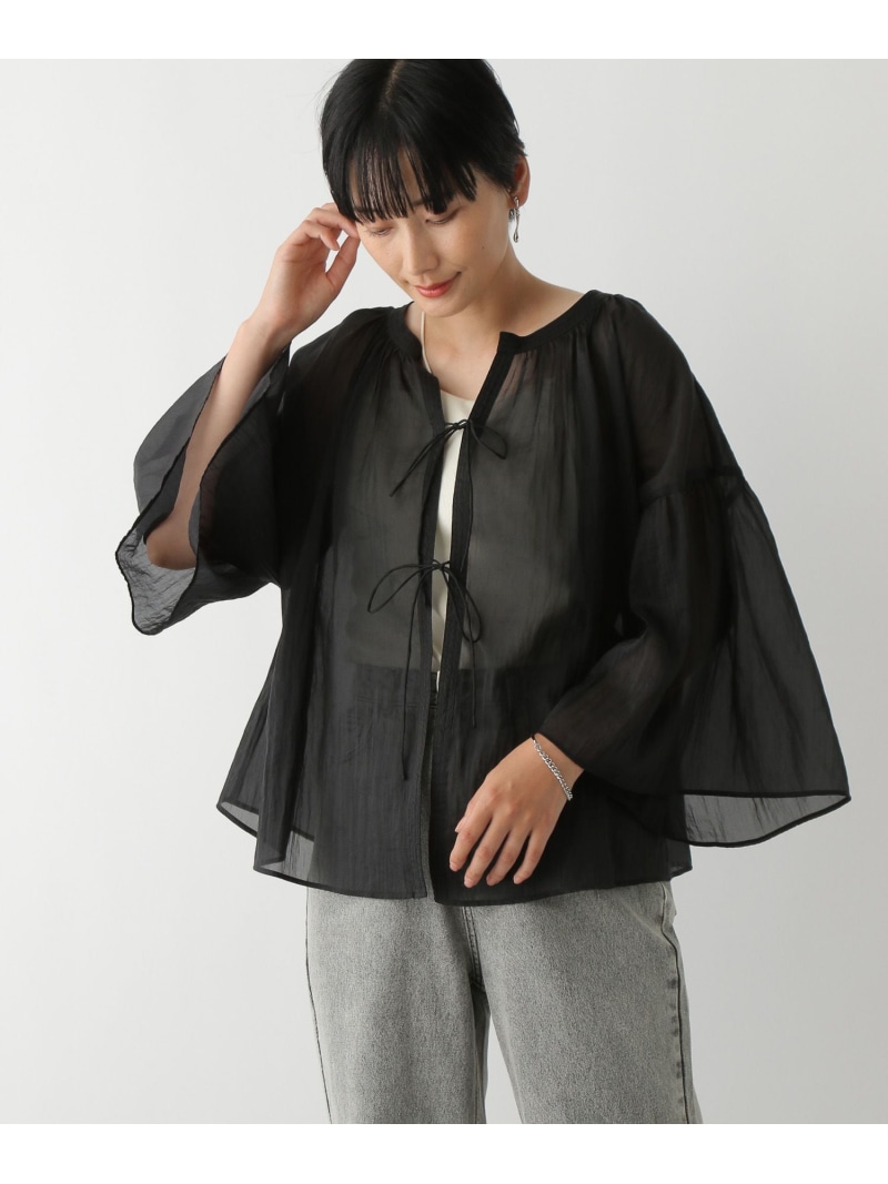 【楽天市場】【SALE／50%OFF】シアーリボン5分袖ブラウス LEPSIM レプシィム トップス シャツ・ブラウス ブラック イエロー ...