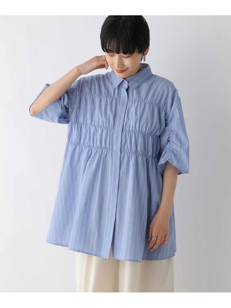 【楽天市場】【SALE／20%OFF】シャーリング5分袖シャツ LEPSIM レプシィム トップス シャツ・ブラウス グリーン ブルー グレー ...