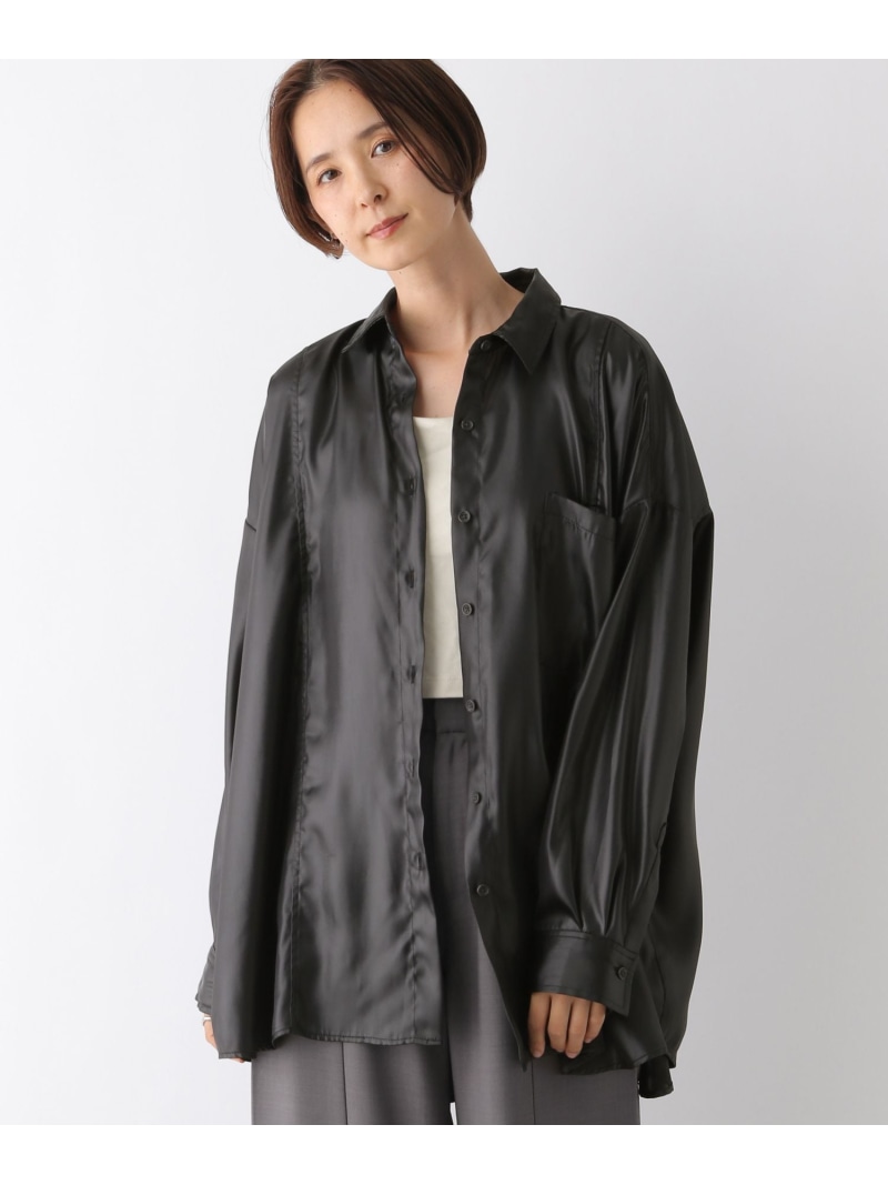 【楽天市場】レザー風BIGシャツ LEPSIM レプシィム トップス シャツ・ブラウス ブラック【送料無料】[Rakuten Fashion ...