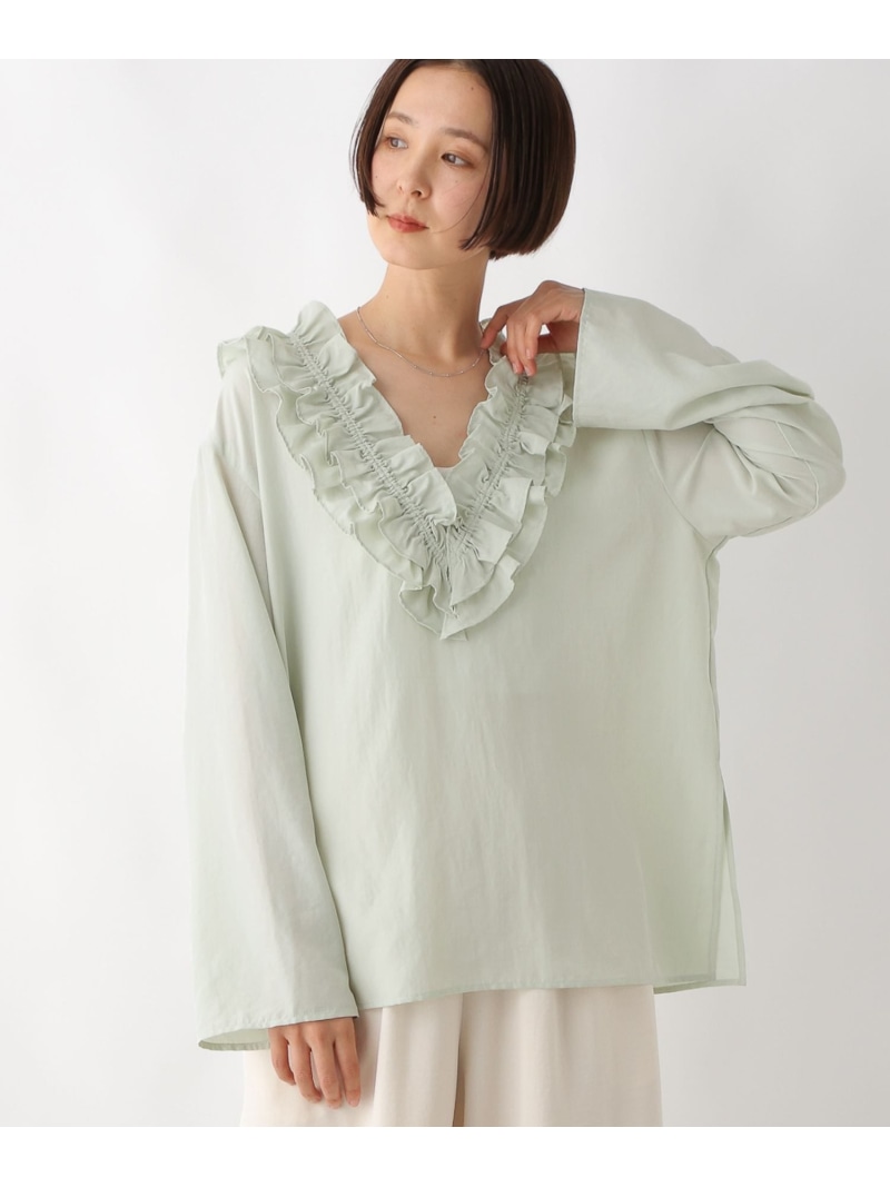 【楽天市場】【SALE／20%OFF】フリルVネックブラウス LEPSIM レプシィム トップス シャツ・ブラウス グリーン ホワイト ...