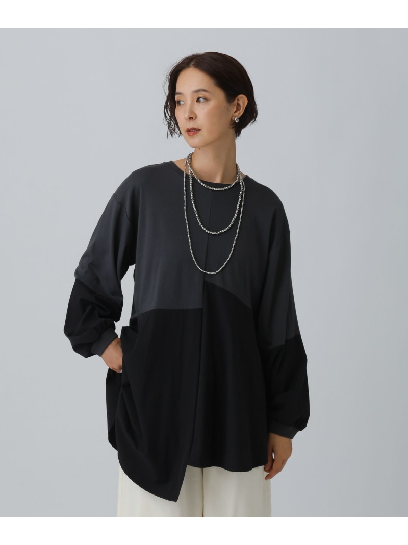 【楽天市場】異素材アシメ切り替え長袖チュニック LEPSIM レプシィム ワンピース・ドレス チュニック ブラック ホワイト グレー[Rakuten Fashion]：LEPSIM／レプシィム