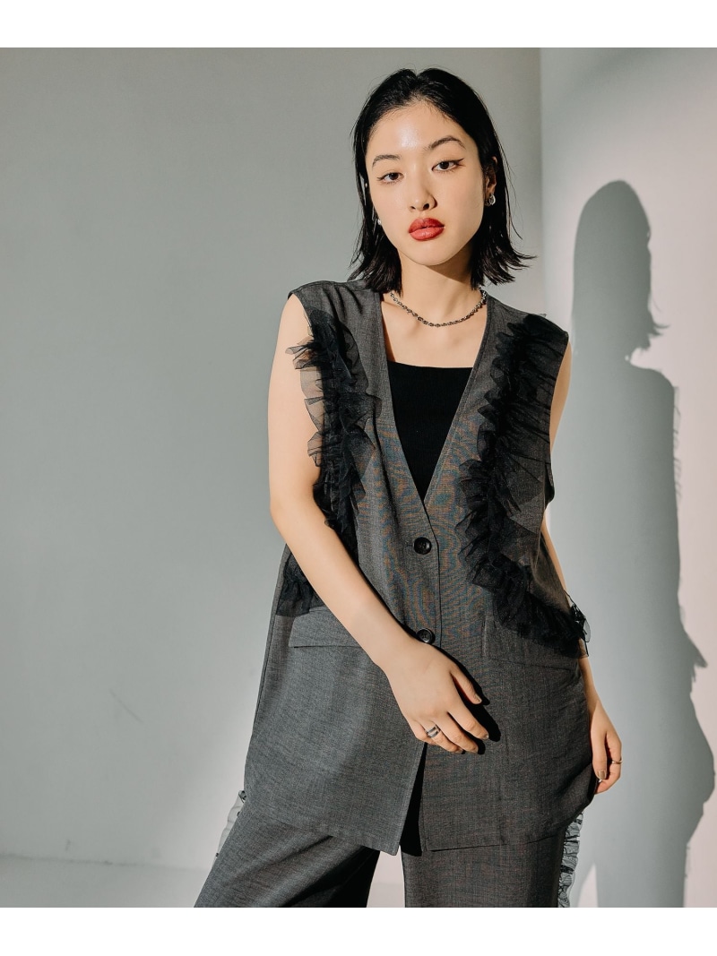【楽天市場】《リネンライクドライシリーズ》チュールベスト LEPSIM レプシィム ジャケット・アウター その他のジャケット・アウター グレー ブラック【送料無料】[Rakuten ...