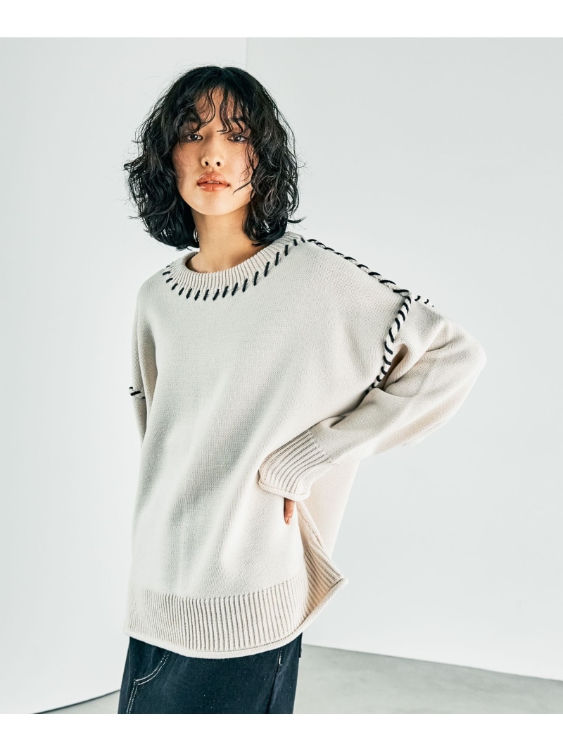 【楽天市場】【SALE／30%OFF】5ゲージハンドステッチプルオーバー LEPSIM レプシィム トップス ニット ホワイト ブラック ...