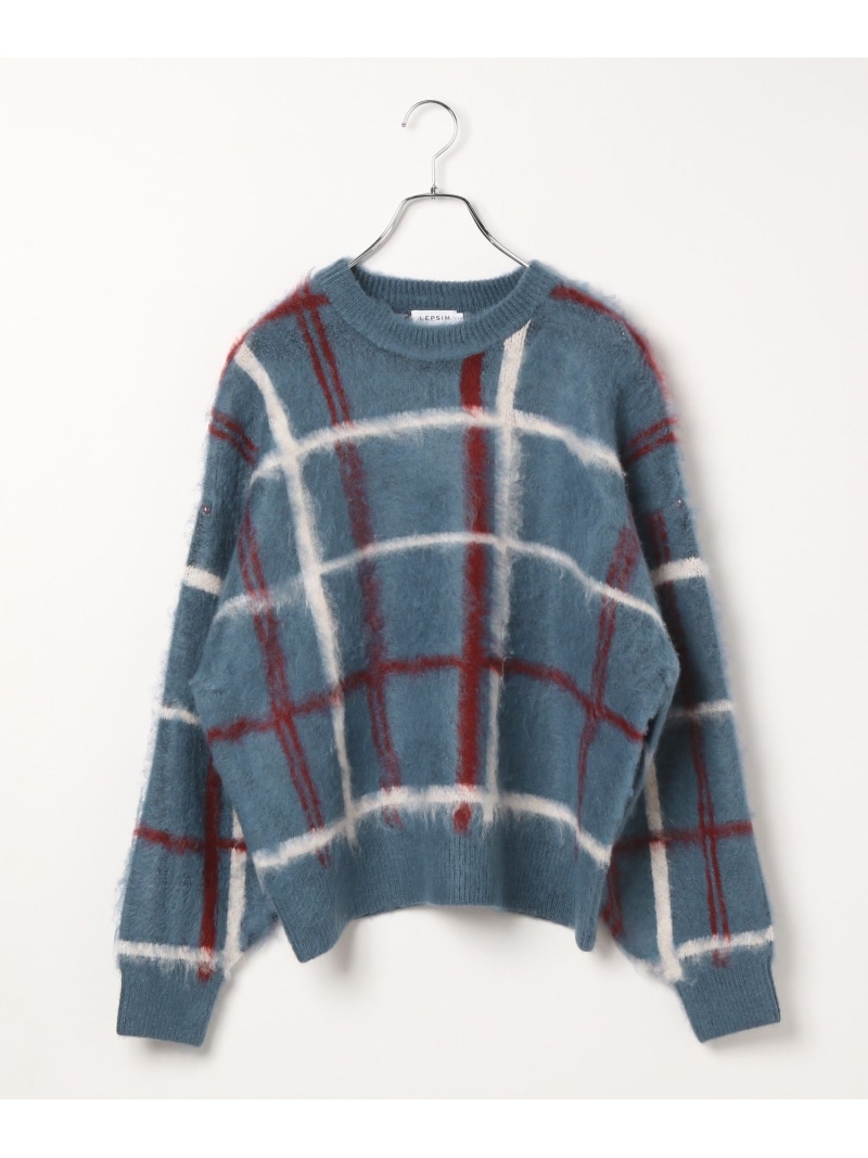 【楽天市場】【SALE／50%OFF】7ゲージランダムチェックプルオーバー LEPSIM レプシィム トップス ニット ブルー ワインレッド ...