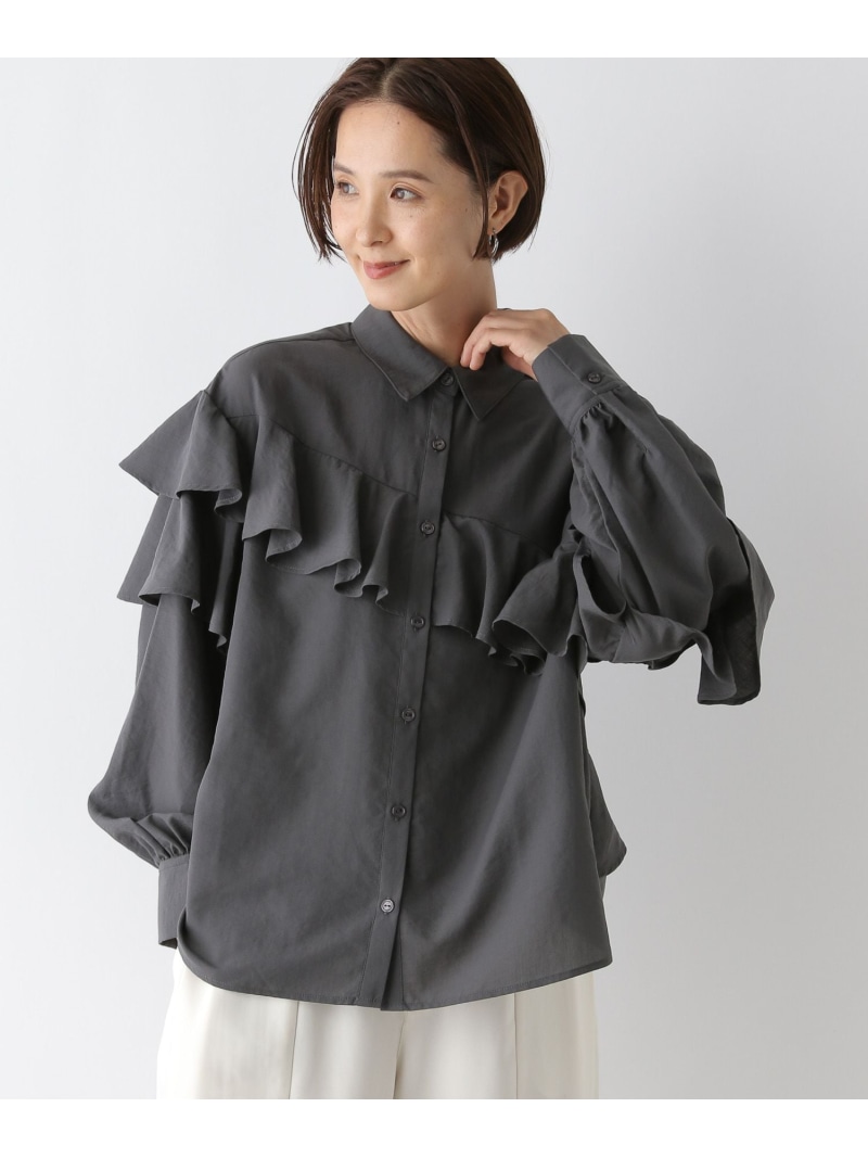 【楽天市場】アシメフリル長袖シャツ LEPSIM レプシィム トップス シャツ・ブラウス ホワイト グレー【送料無料】[Rakuten ...