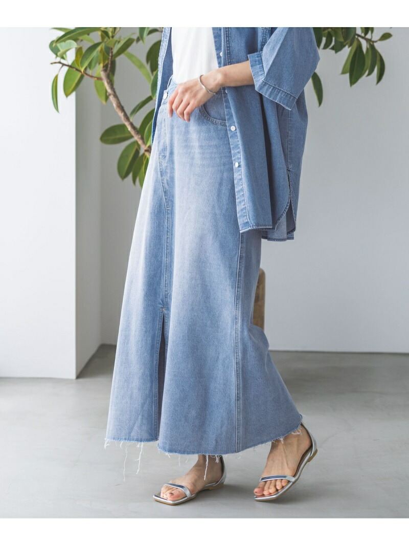 【楽天市場】【SALE／20%OFF】(W)アシメスリットデニムSK LEPSIM レプシィム スカート ロング・マキシスカート ブルー ...