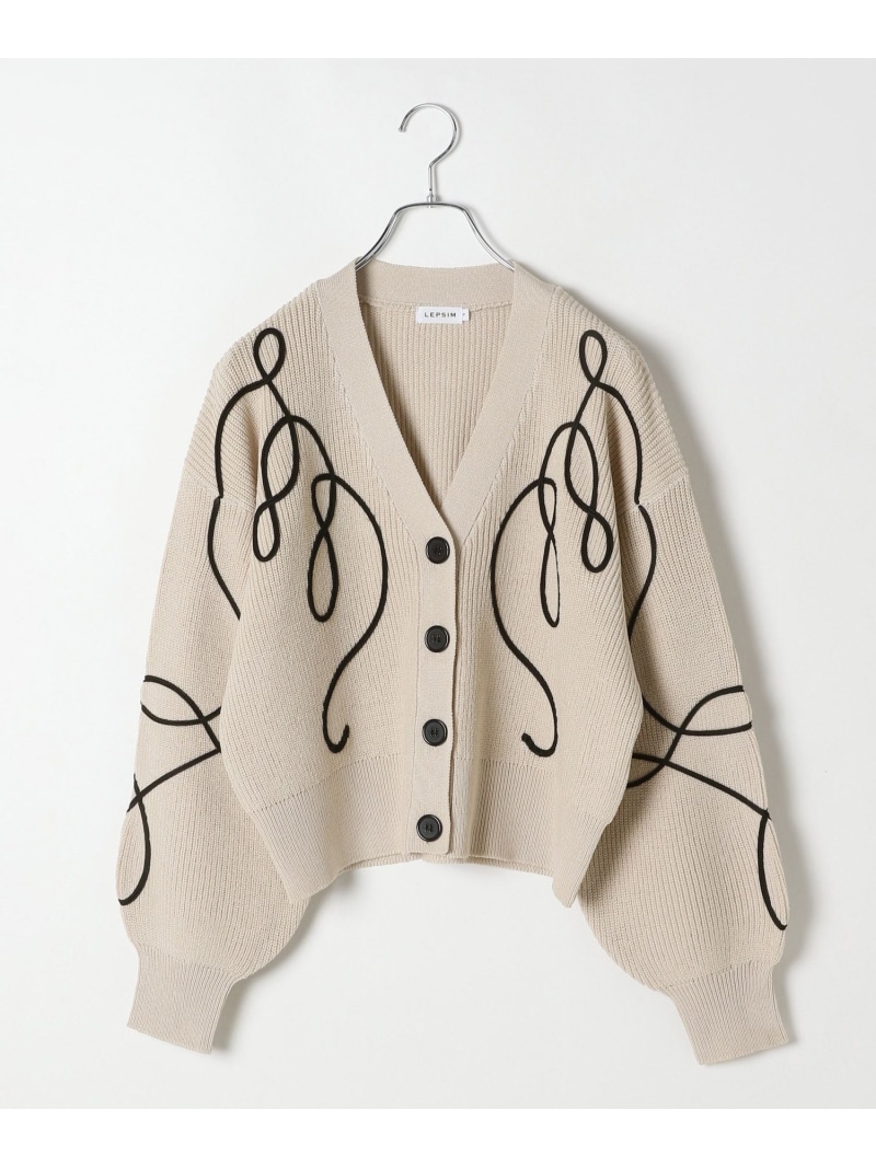 【楽天市場】7ゲージニュアンス刺繍カーディガン LEPSIM レプシィム トップス カーディガン ベージュ グレー【送料無料】[Rakuten ...
