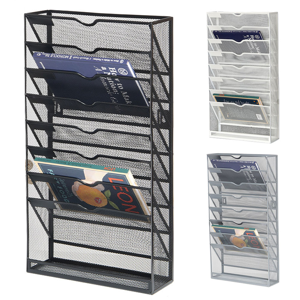 【楽天市場】8段 書類収納ラック キャスター付き 壁掛けラック 8段金属 卓上 ラック ウォールポケット マガジンラック 整理用品 収納ケース ...