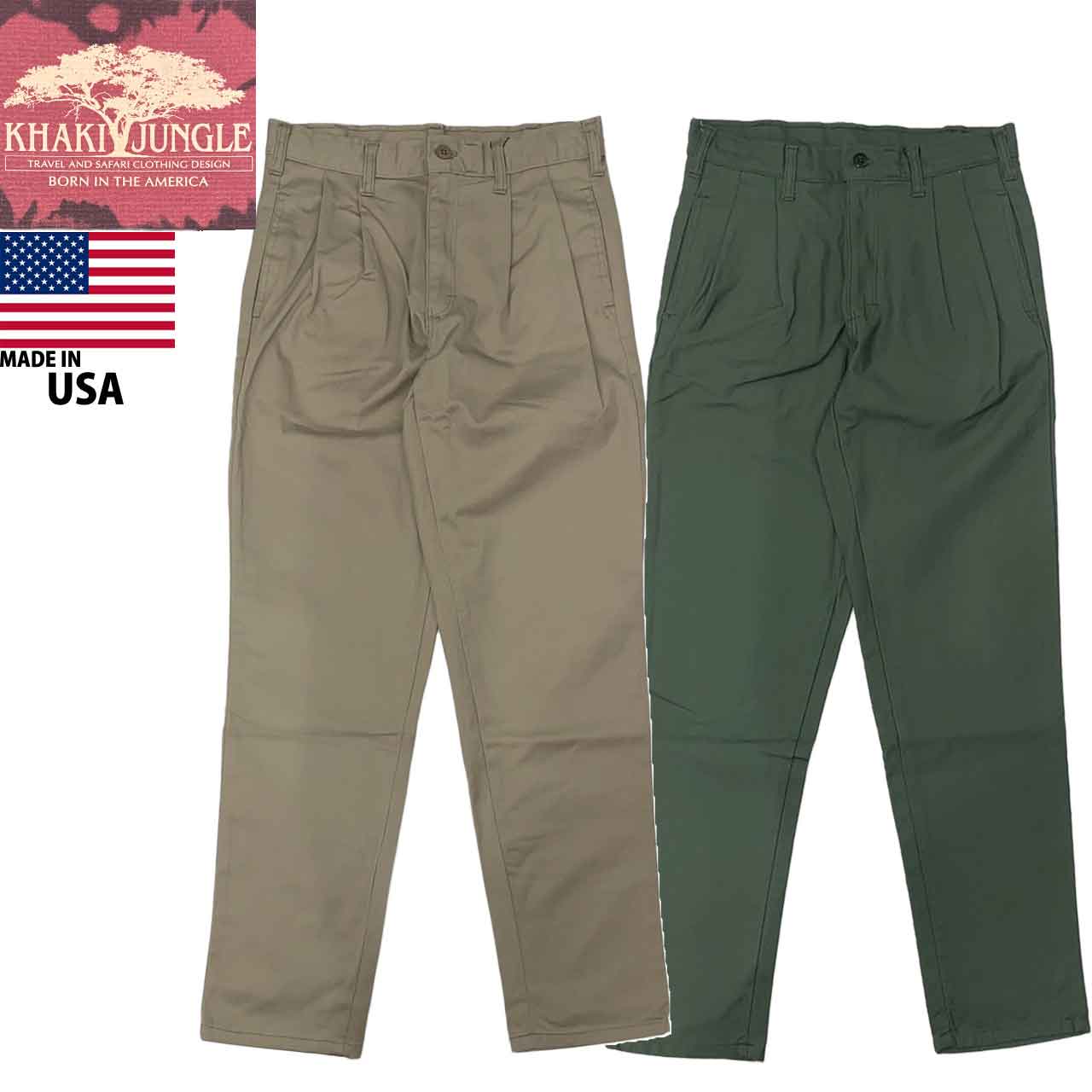 【楽天市場】KHAKI JUNGLE カーキジャングル US made pleats chino チノパンツ RN49278：リブラセレクトストア