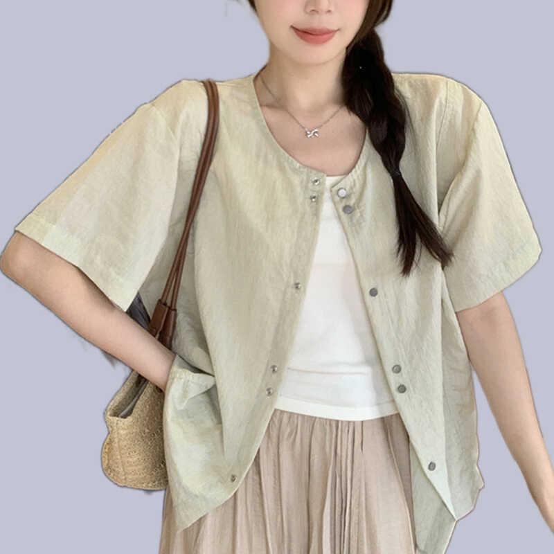 【楽天市場】 ファッション 服 オシャレ カワイイ シンプル 大カワイイ サイズ 婦服 コットンリネン 半袖 シャツ夏 ゆったり 薄手 ...