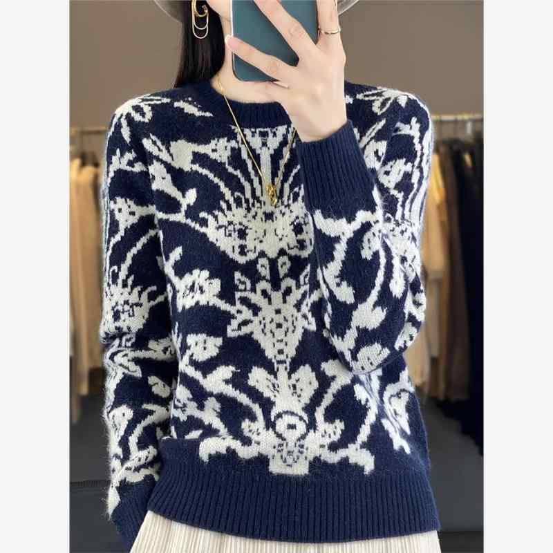 【楽天市場】秋服 レディース ファッション オシャレ カワイイ シンプル 大人カワイイ 大きいサイズ レトロ ジャカード セーター ラウンド ...