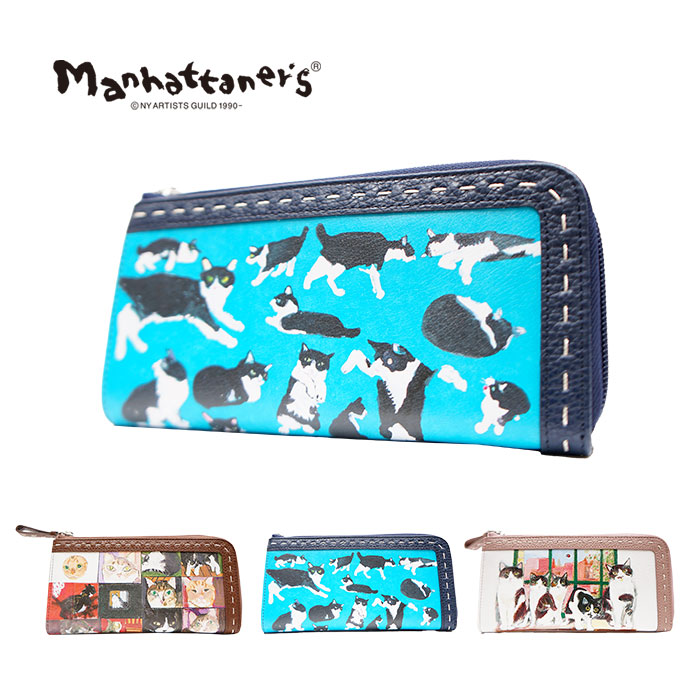 【楽天市場】Manhattaner's マンハッタナーズ クラフトパース 長札入れ L字ファスナータイプ 75-1693 猫 猫柄 久下貴史 くげ たかし 絵 ミニキャンバスでニャーな構造 五 ...