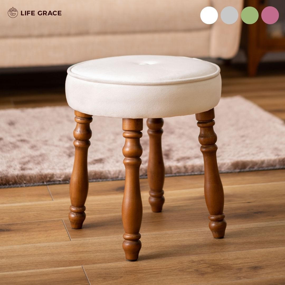 【楽天市場】ビューグ スツール BGL-250 椅子 サブスツール オットマン 丸 コンパクト 軽量 天然木 木 木製 ファブリック ベロア 布地 リビング 玄関 ドレッサー アンティーク ...