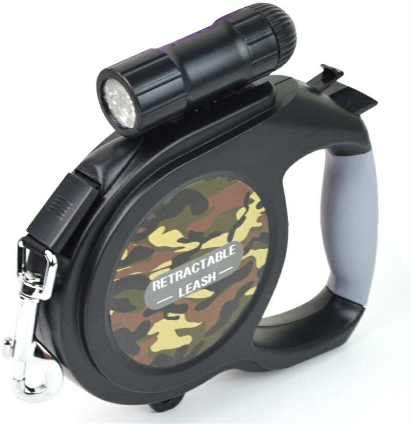 【楽天市場】【送料無料】リード 犬リード 伸縮リード ペット用品 中大型犬用 散歩ひも 長さ8m 荷重60kg 明るい 9LED 懐中電灯付き ...