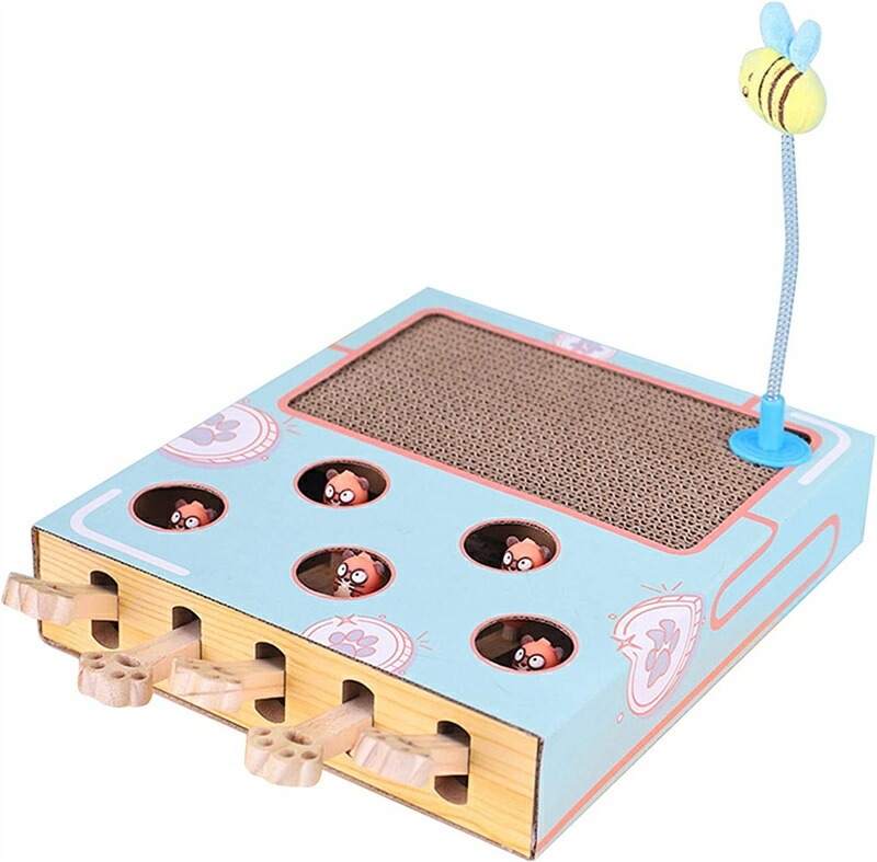 【楽天市場】猫 おもちゃ 猫じゃらし モグラ叩き ネズミ 猫遊び 猫モグラ叩きおもちゃ 五つ穴 ネズミ 猫 つめとぎ 猫用爪とぎ ダンボール ...