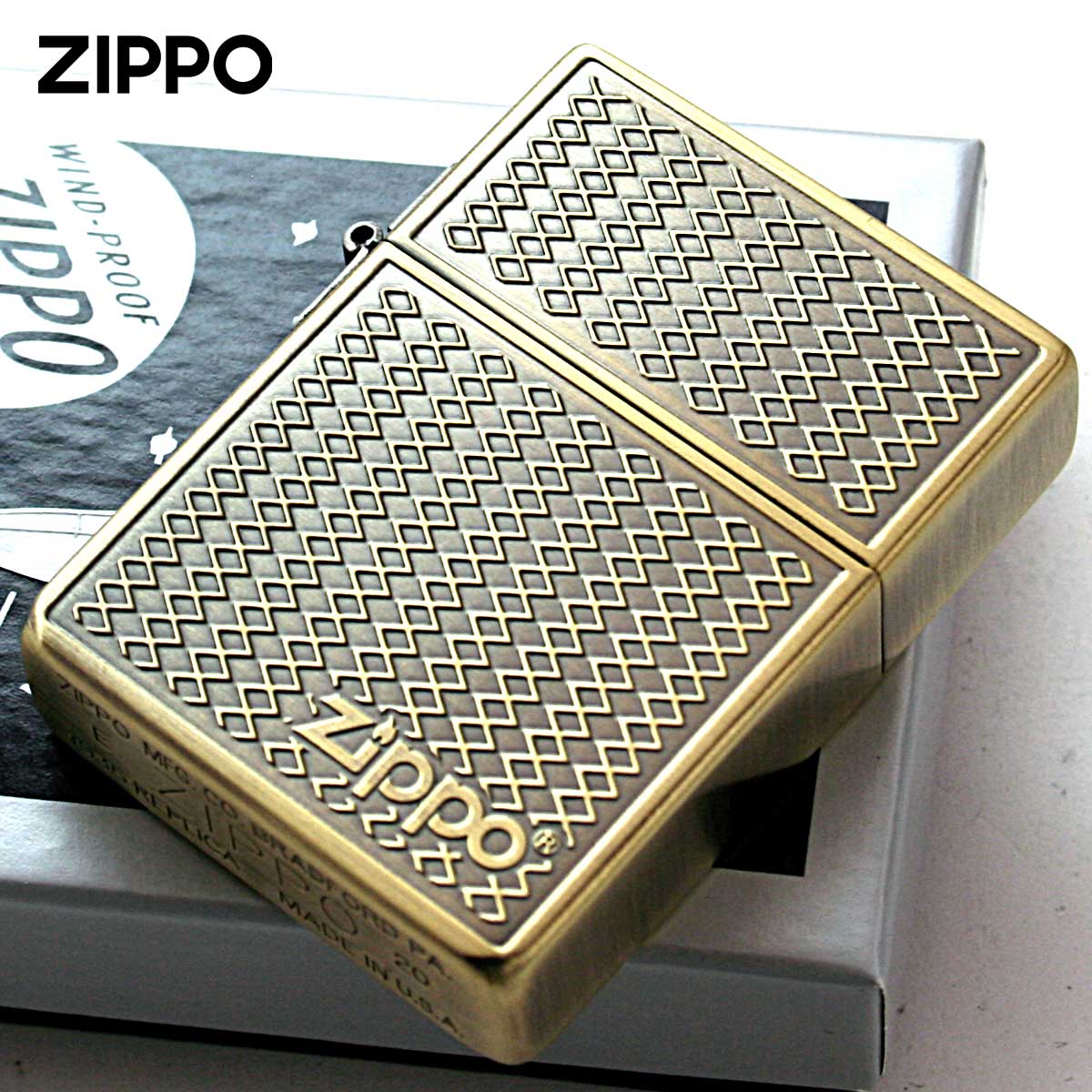 【楽天市場】Zippo ジッポライター 1935レプリカ グリルメッシュ アンティークブラス 両面加工 1935 Grill Mesh ...