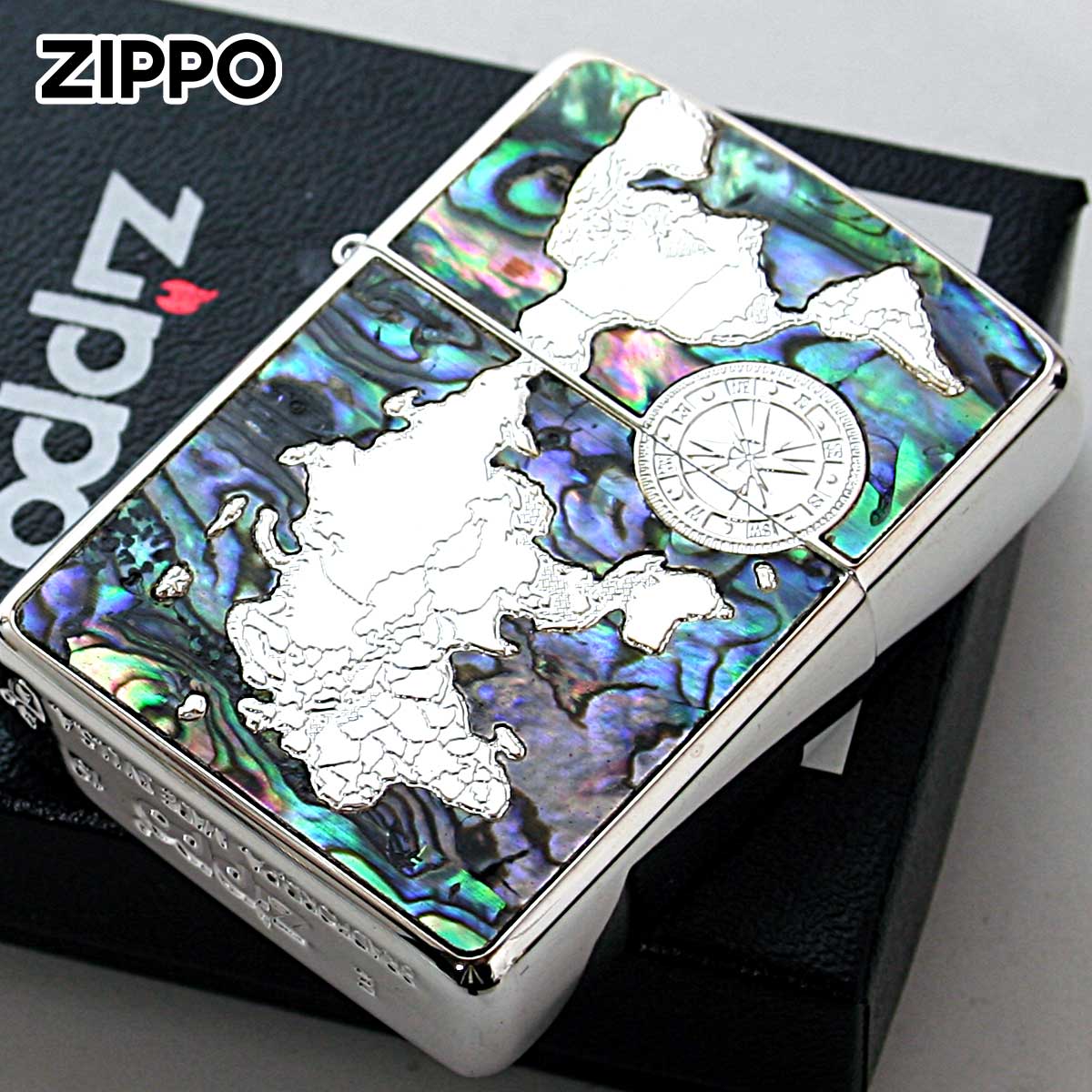 【楽天市場】Zippo ジッポライター シェル 貝 インレイ 象嵌 ワールドマップ 銀メッキ Shell World Map Silver ...