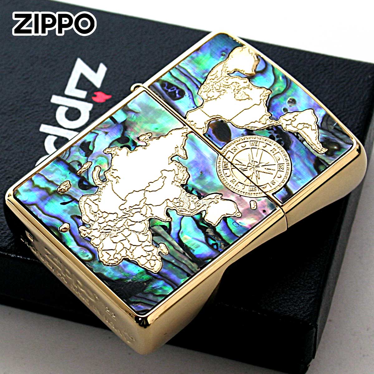 【楽天市場】Zippo ジッポライター シェル 貝 インレイ 象嵌 ワールドマップ 銀メッキワールドマップ Shell World Map ...