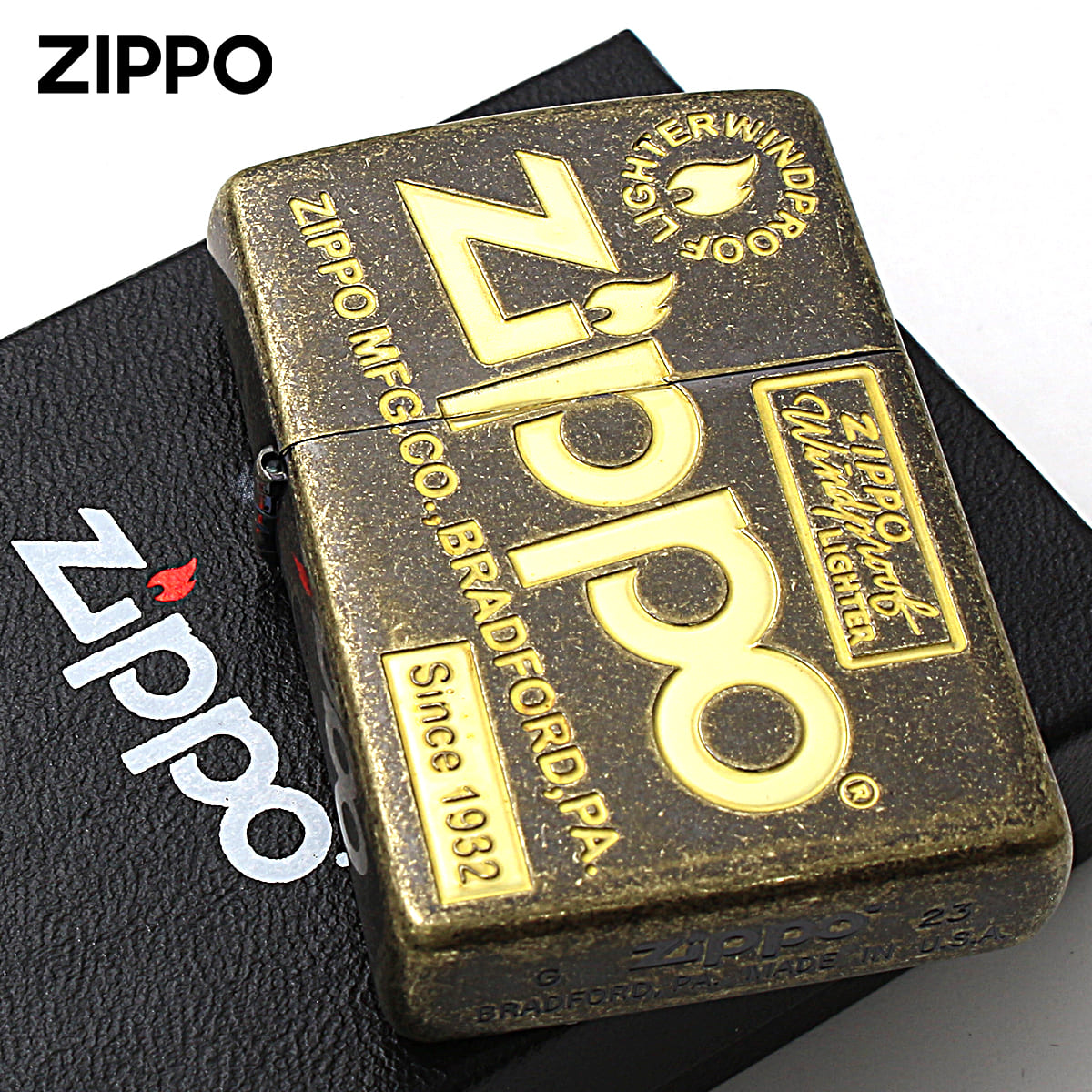 【楽天市場】Zippo ジッポライター アンティーク オールド ロゴ バレル加工 真鍮 ブラス Antique old Logo 2BB-ZLOGOFL メール便専用商品：輸入雑貨のネット ...