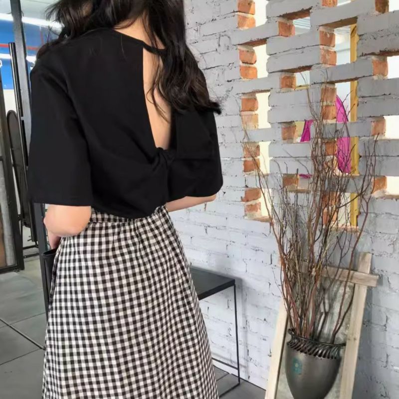 【楽天市場】【送料無料】2024 SS 新作 4color バックオープン ハーフスリーブ TEE：Lachic