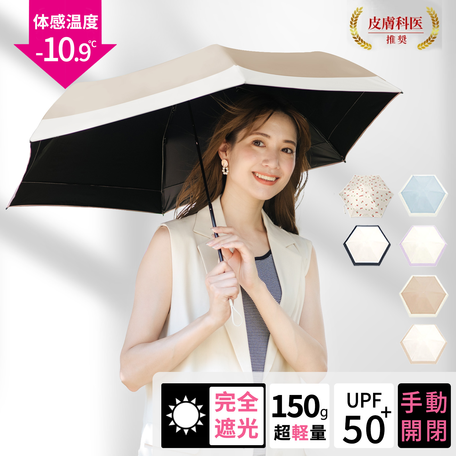 【楽天市場】【2025最新改良・遮熱率59％→60％】日傘 折りたたみ 傘 完全遮光 日本 安全 認証済 折り畳み 傘 超軽量 わずか130g 150g 160g 折り畳み傘 6本骨 uv ...