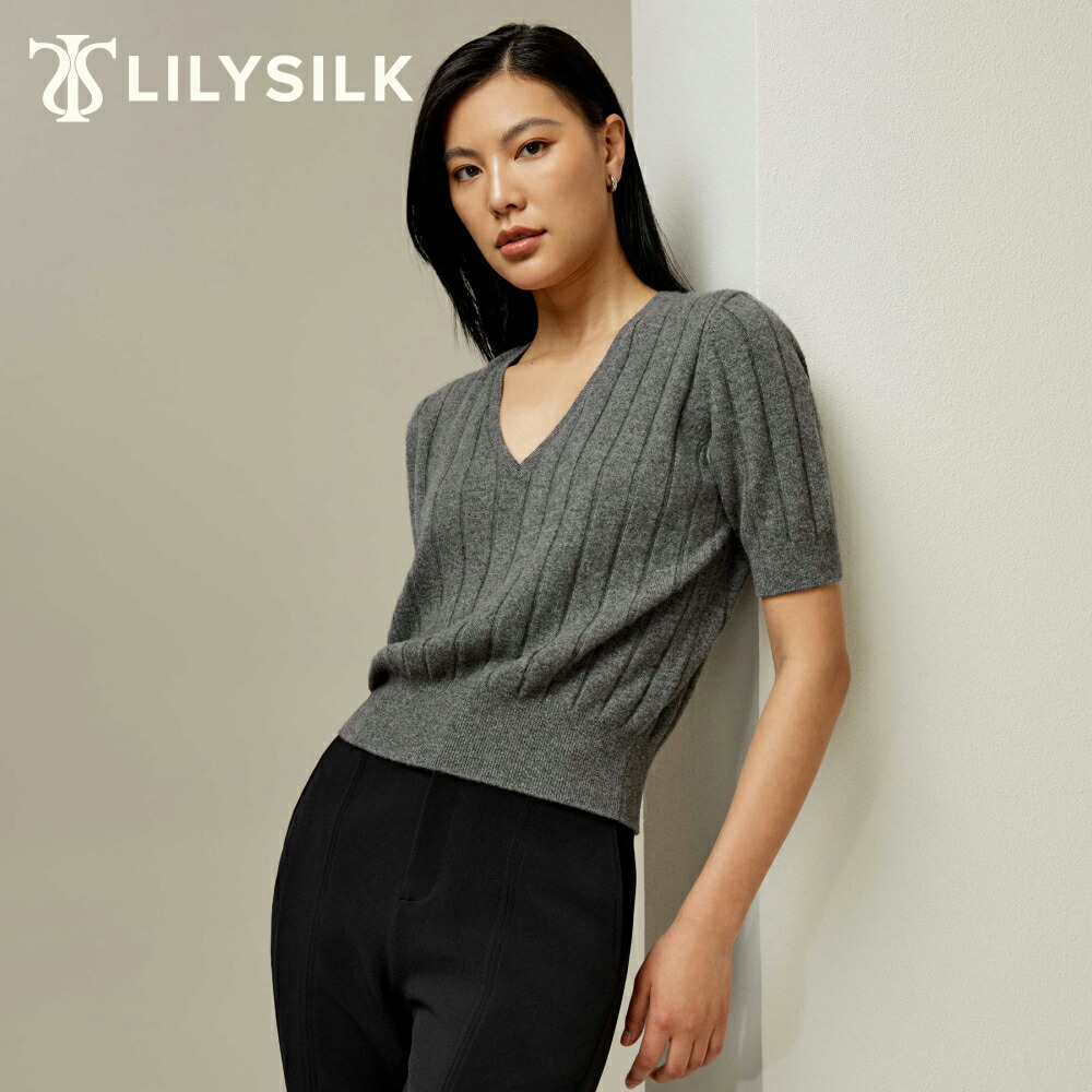 【楽天市場】LILYSILK(リリーシルク) カシミヤ セーター レディース Vネック 半袖 きれいめ おしゃれ カジュアル 通勤 OL プレゼント ギフト：LILYSILK