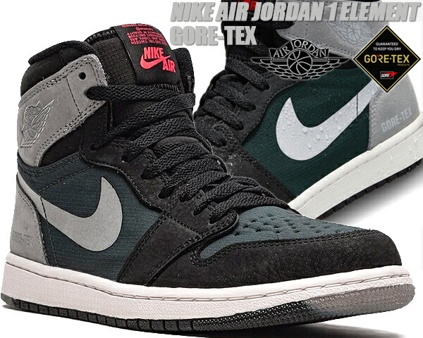 【楽天市場】NIKE AIR JORDAN 1 ELEMENT GORE-TEX black/chile red-particle grey ...