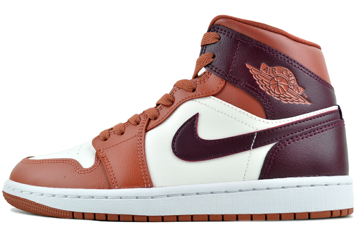 【楽天市場】NIKE WMNS AIR JORDAN 1 MID dusty peach/night maroon-sail bq6472 ...