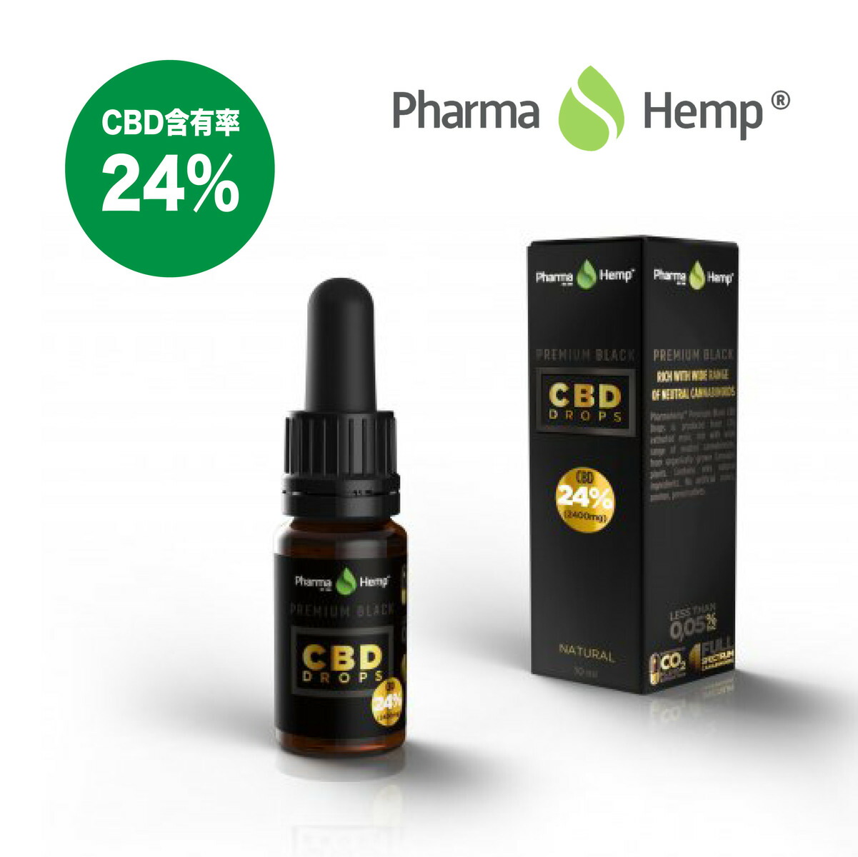 【楽天市場】Pharma Hemp CBDオイル 24% 10ml Premium Black Oil Drop 2400mg CBD ...