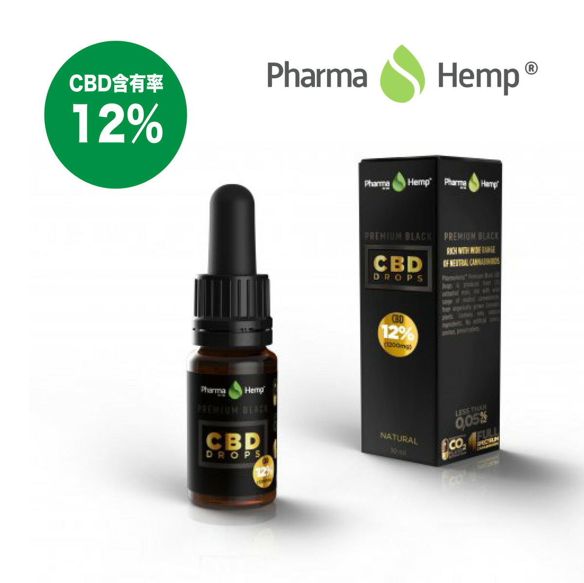 【楽天市場】Pharma Hemp CBDオイル 12% 10ml CBD 1200mg プレミアムブラックオイルドロップ Premium ...