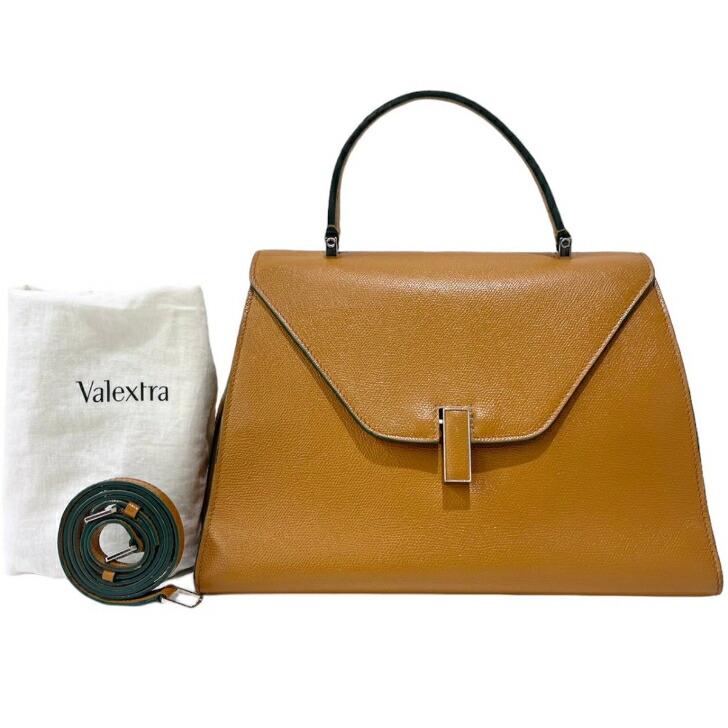 【楽天市場】【中古】ヴァレクストラ イジィデ ラージ ブラウン シルバー金具 レザー 2way ハンドバッグ Valextra 《送料無料》：Link-s