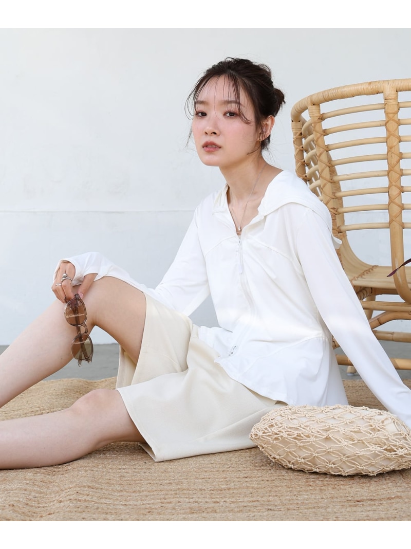 【楽天市場】【SALE／10%OFF】ペプラムダブルZIPストレッチラッシュガードパーカー Bab バブ / ブージュルード トップス ...