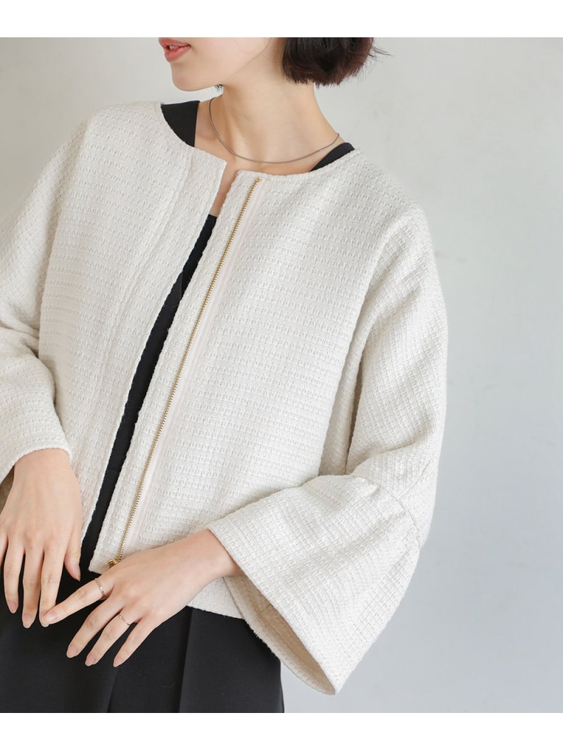 【楽天市場】【SALE／20%OFF】ツイードフレアスリーブジャケット Bou Jeloud バブ / ブージュルード ジャケット・アウター その他のジャケット・アウター ホワイト ネイビー ...